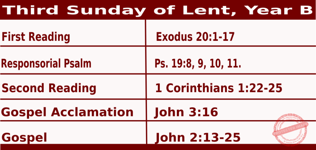 Sunday Mass Readings for March 3 2024, Third Sunday of Lent Year B