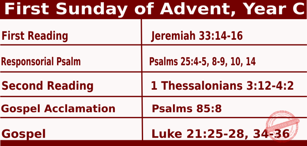 Sunday Mass Readings for December 1 2024, First Sunday of Advent Year C
